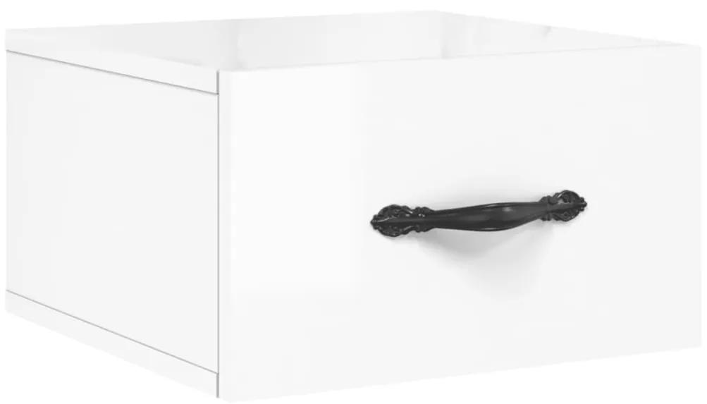 Nástěnný noční stolek bílý s vysokým leskem 35 x 35 x 20 cm - Default Title