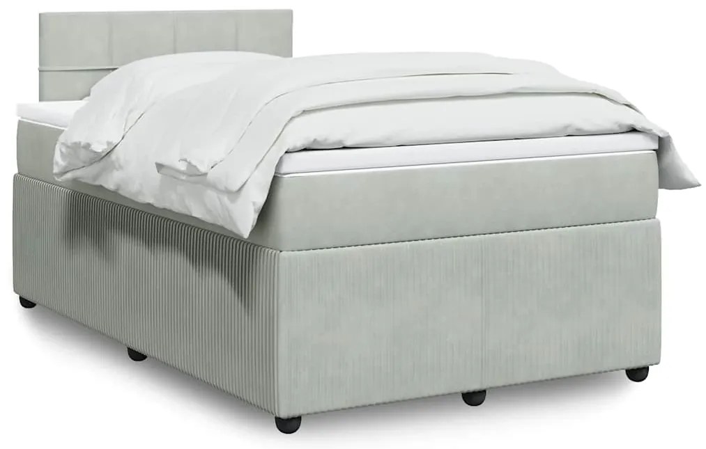 Box spring postel s matrací světle šedá 120x190 cm samet 3289986