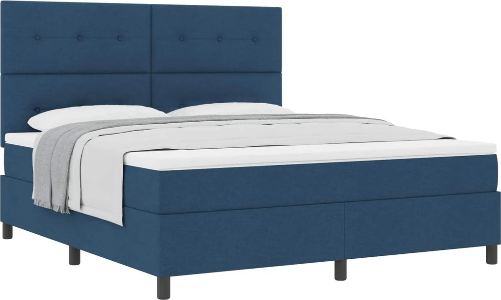 Postel s boxspringem s čelo Modrá 180 x 200 cm textil 3339412