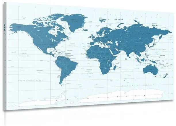 Obraz politická mapa světa v modré barvě - 60x40 cm