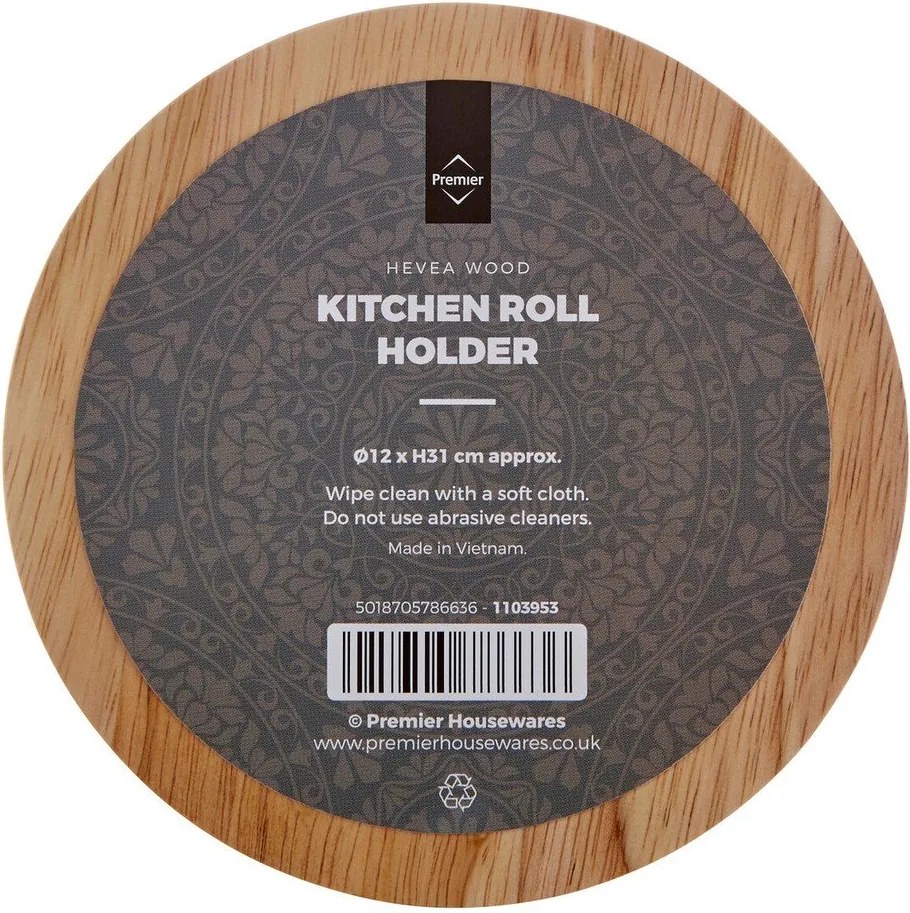 Dřevěný stojan na papírové utěrky v přírodní barvě ø 12 cm Soka – Premier Housewares