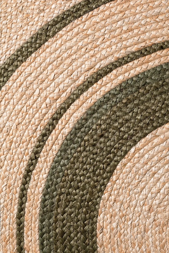 Hanse Home, Kusový koberec Jute Braided 106330 Natural Green kruh, 200x200 (průměr) kruh, zelená, chodba / předsíň