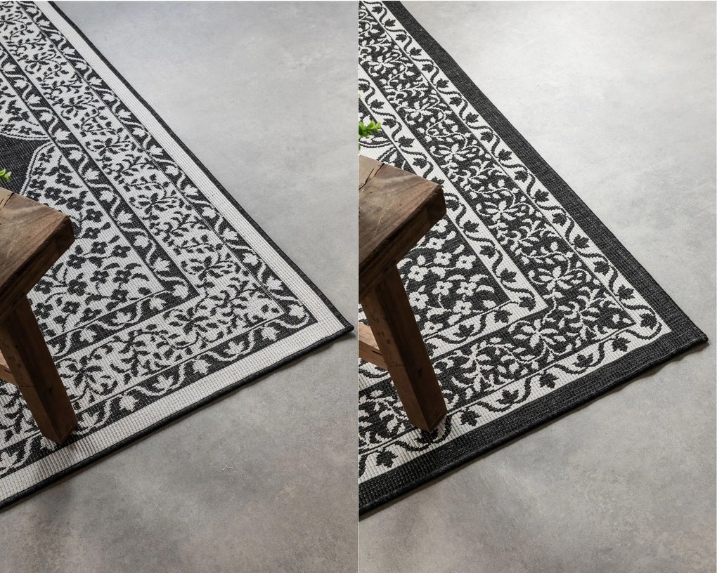 ELLE Decoration, Kusový koberec Gemini 106024 Black z kolekce Elle – na ven i na doma, 80x150, černobílá, chodba / předsíň