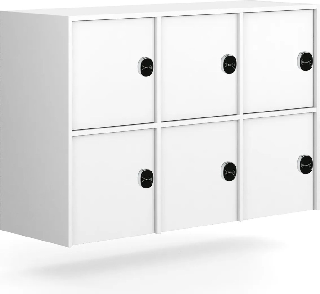 Nástavba pro skříně FRAME, 6x dveře, 1299 x 450 x 854 mm, RFID zámek, bílá