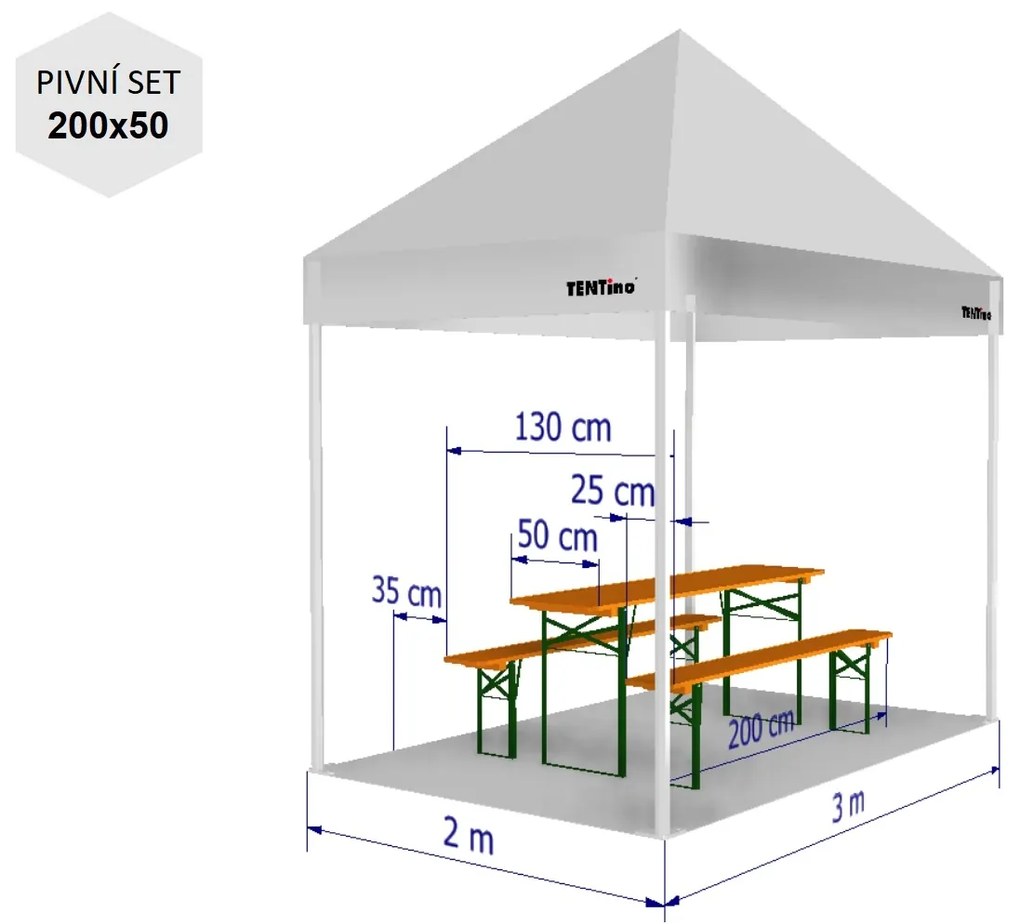 NŮŽKOVÝ PARTY STAN 2x3 m TENTino BIG HEXAGON EXTREME Barva: 10A - HNĚDÁ