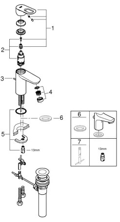 GROHE 32814000 - Umyvadlová baterie BAULOOP lesklý chrom