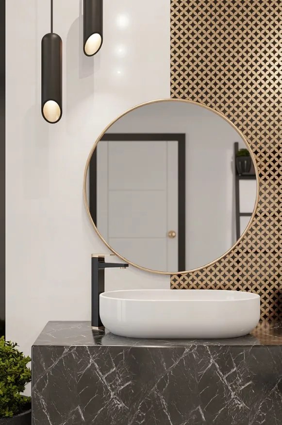 Invena Midnight, vysoká umyvadlová baterie, černá-růžové zlato, BU-35-W14-V