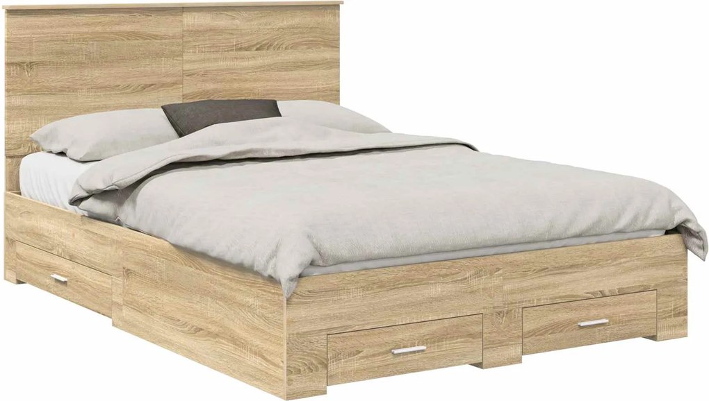 Rám postele s čelo Sonoma dub 140 x 190 cm Kompozitní dřevo 3409642