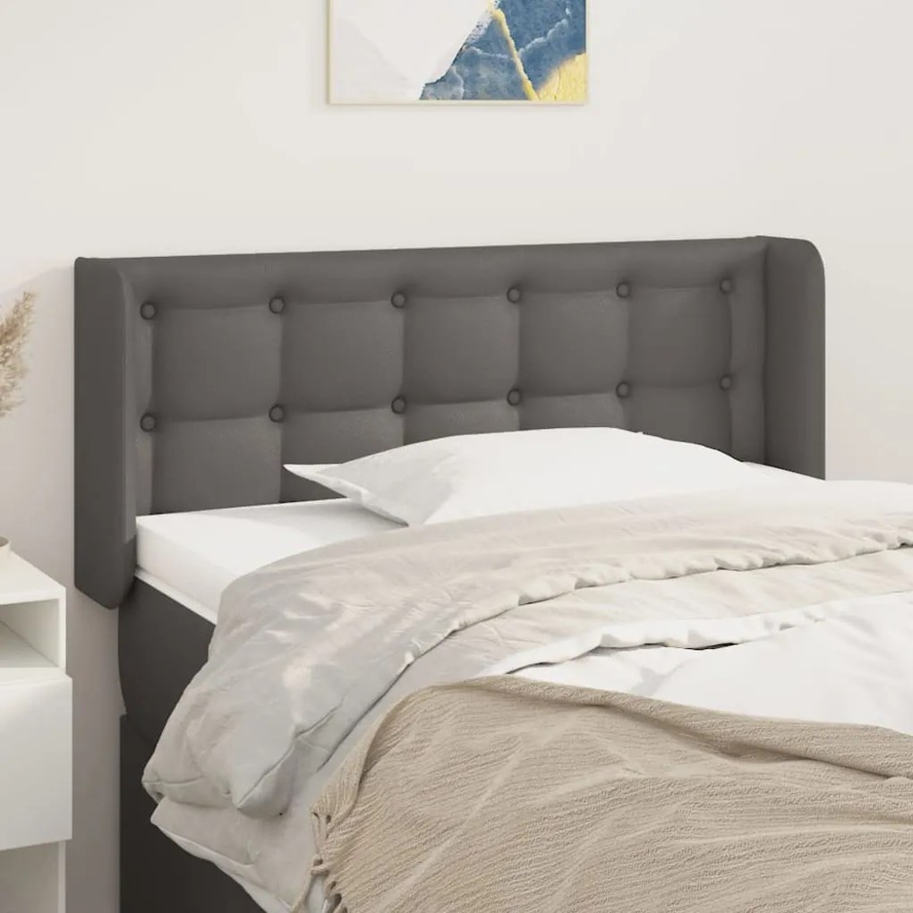 Čelo postele typu ušák šedá 93x16x78/88 cm umělá kůže 3118850