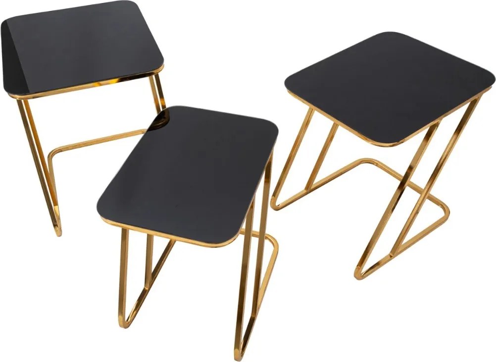 Sada odkládacích stolků Adamaris 44 cm černá / zlatá