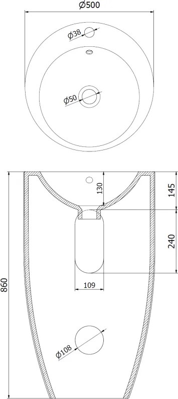 Mexen Alona, ​​volně stojící umyvadlo 49x48x82,5 cm, černá matná, 26094870