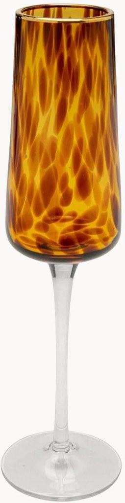 Sada ručně vyrobených sklenic na šampaňské Caramel, 4 díly