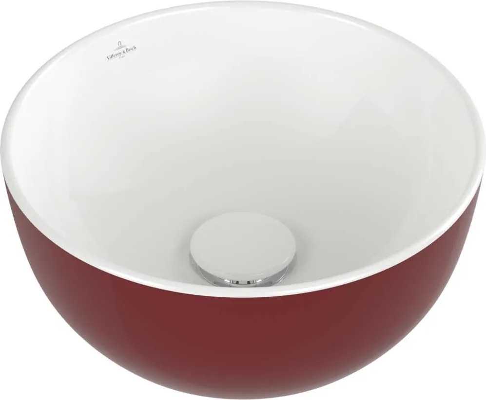 Villeroy & Boch Artis - Umyvadlo na desku, průměr 33 cm, bez přepadu, bez otvoru pro baterii, Bordeaux 438932BCS9