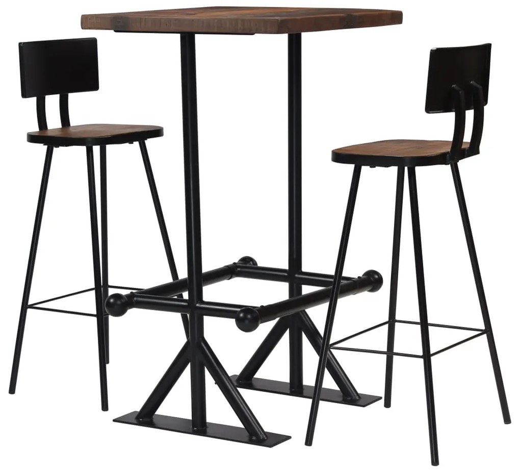 3dílný barový set masivní recyklované dřevo 245394