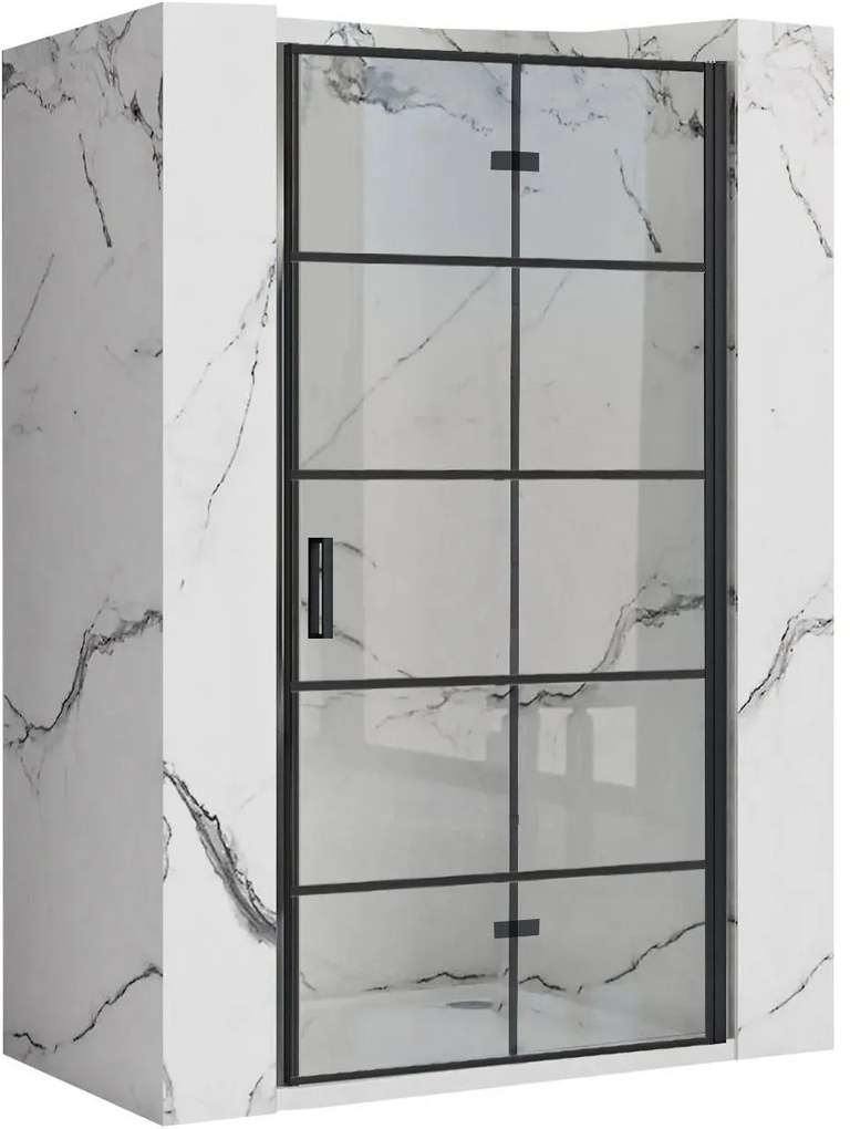 Rea Molier, skládací sprchové dveře 90x190cm do otvoru, 6mm čiré sklo, černý profil, KPL-K1538