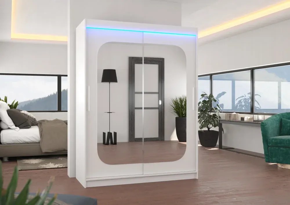 Posuvná skříň se zrcadlem a LED osvětlením CLEVER 150