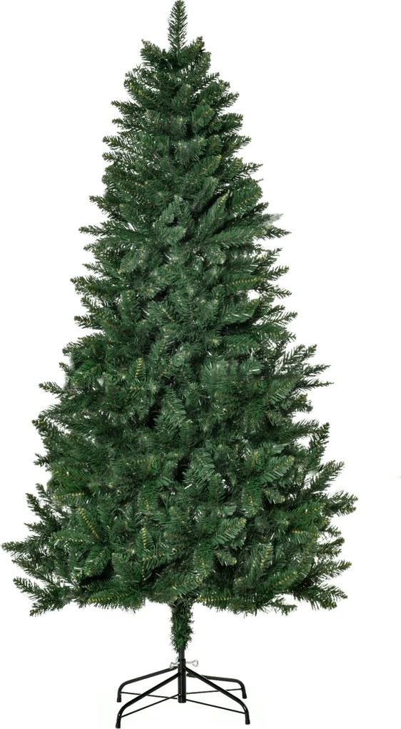 HOMCOM Umělý vánoční stromek 180 cm umělá borovice se 724 větvemi kovový stojan pro interiér
