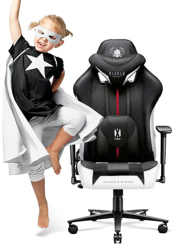 Dětská látková herní židle Diablo X-Player 2.0 Kids Size: bílo-černá Diablochairs