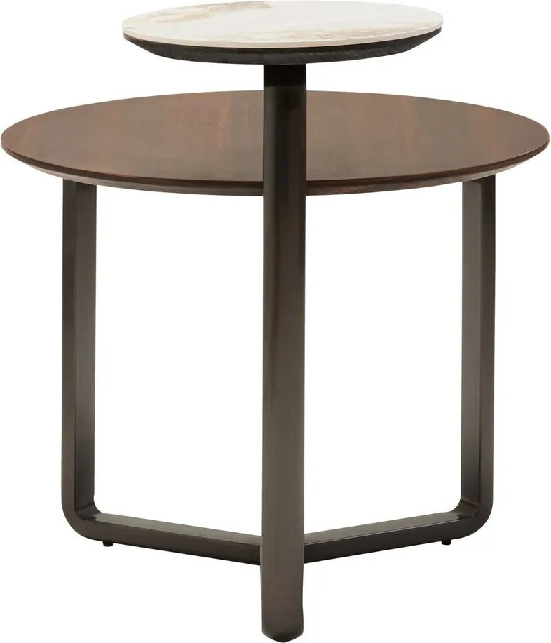 Hnědý kulatý konferenční stolek z eukalyptového dřeva 55x67 cm Imperia – Premier Housewares