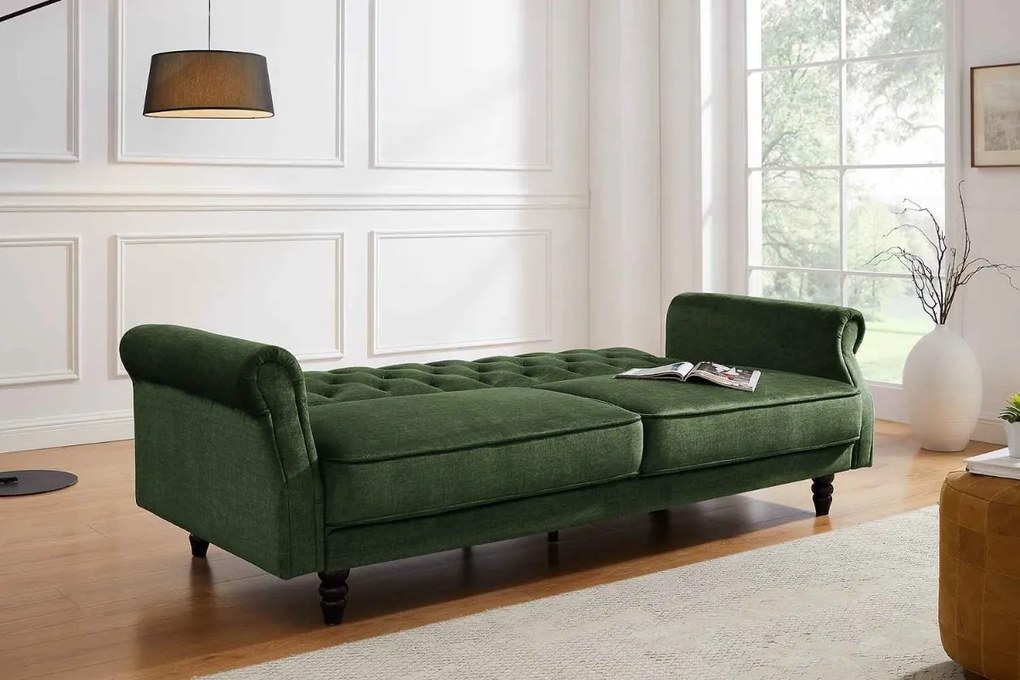 Designová rozkládací sedačka Scarlet 220 cm zelený samet
