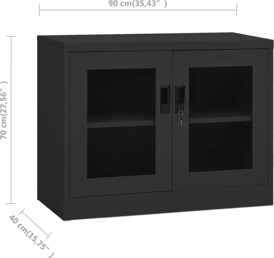 vidaXL Marketos Kancelářská skříň antracitová 90 x 40 x 70 cm ocel