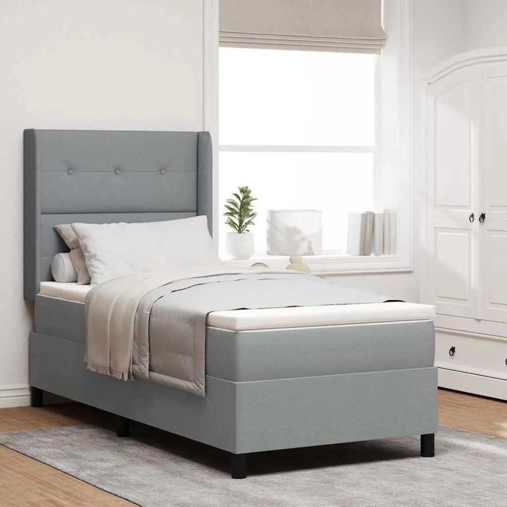 Postel s boxspringem s polštářem Světle šedá 200 x 80 cm textil 3341609