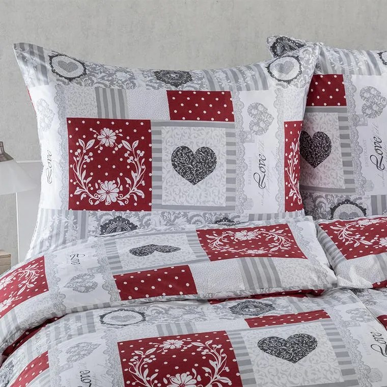 Ložní povlečení z mikrovlákna PATCHWORK SRDCE