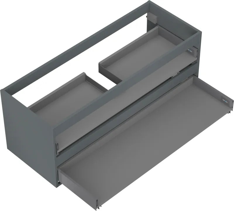 Mexen Box-A, závěsná skříňka 120 cm, 2 zásuvky, grafitová matná, 91AX0-1200-470-2-66