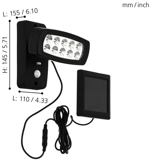 Eglo 98187 - LED Solární nástěnné svítidlo se senzorem PALIZZI LED/1,2V IP44
