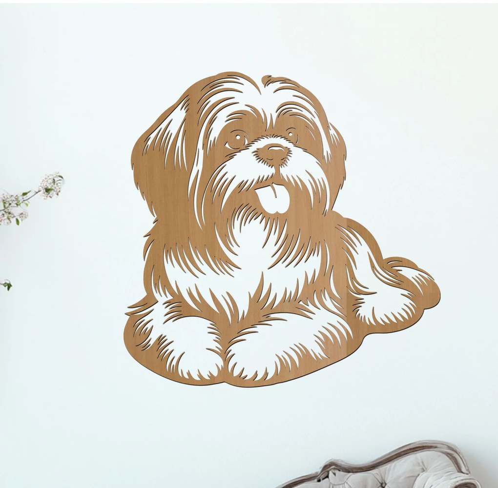 dřevo života Dřevěný obraz ležícího Shih Tzu Zvolte rozměr (cm): 60x60, Zvolte barvu dekoru: Černá