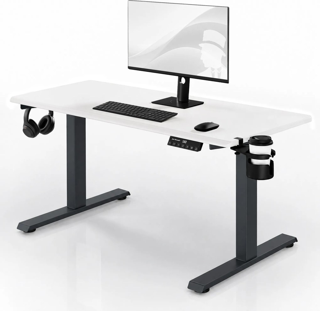 Elektrický stůl s nastavením výšky ergonomický antracitově-bílý, 1400x700 mm: ARIA