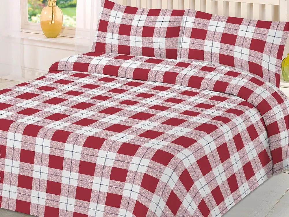 Italské povlečení bavlna LUX Scozzese Rosso - 140x200 / 70x90 cm