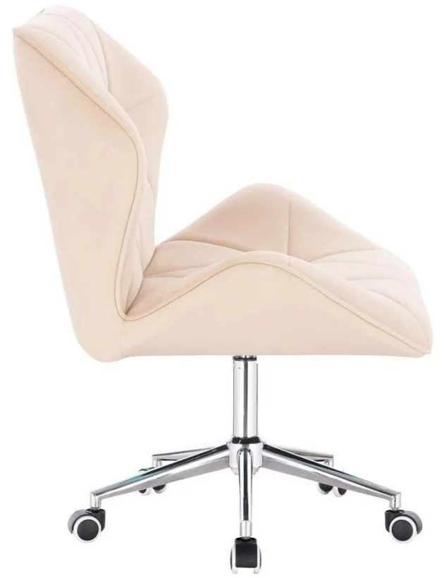 LuxuryForm DESIGN Otočná židle MILANO MAX VELUR na stříbrné podstavě s kolečky - krémová
