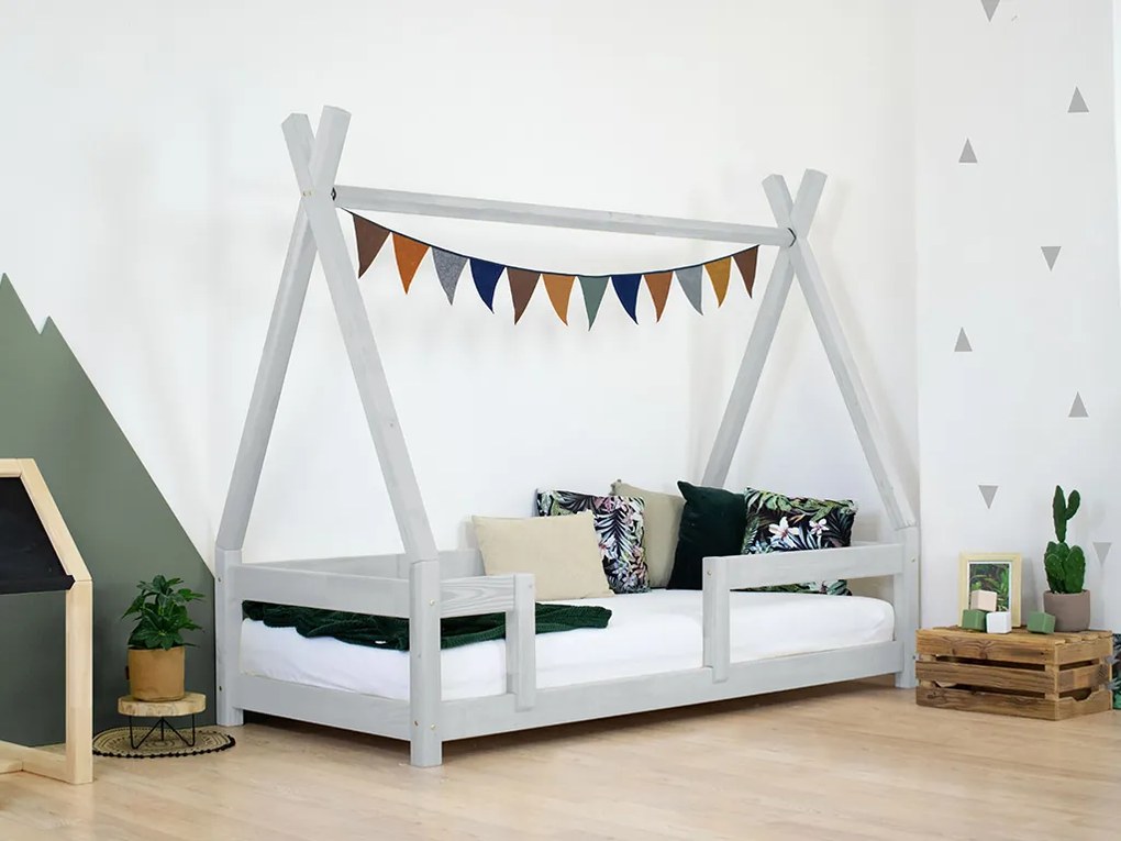 Benlemi Dětská domečková postel NAKANA  s bočnicí Barva: Šalvějová zelená, Rozměr: 90 x 200 cm