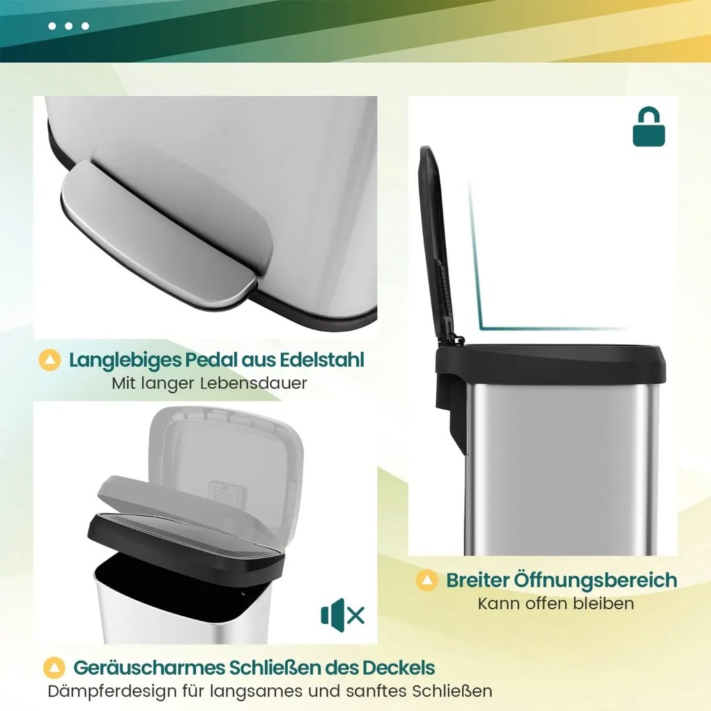 Costway Kuchyňský odpadkový koš 68 l s měkkým zavíracím víkem a deodorizační