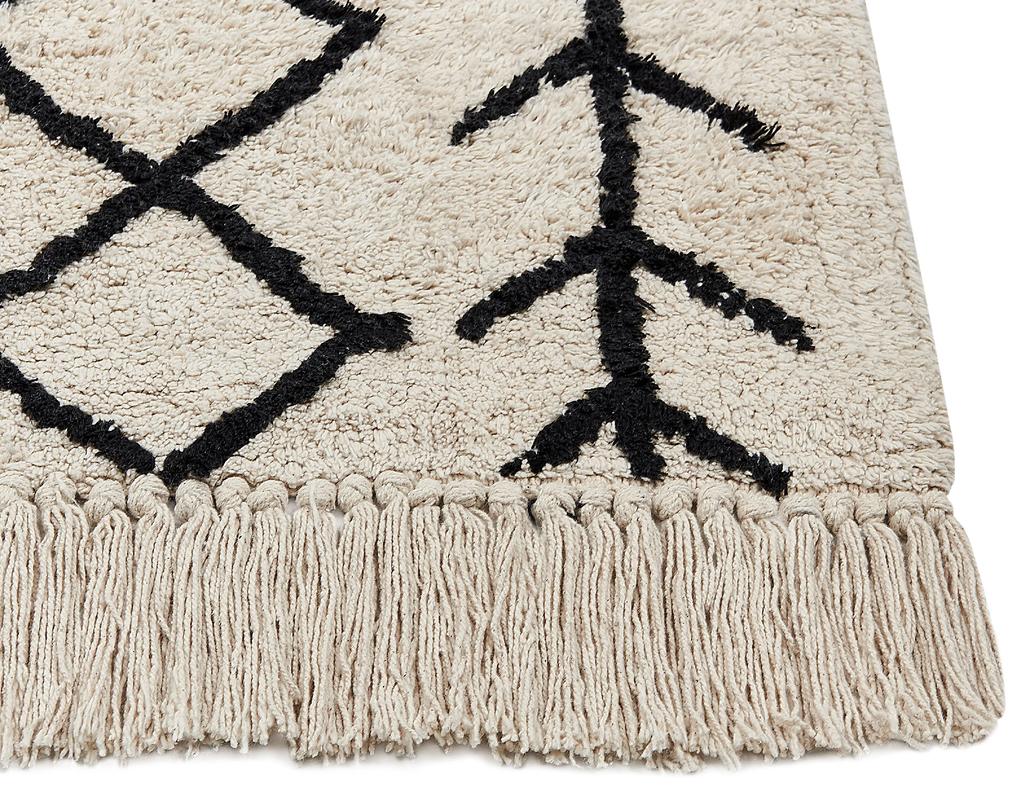 Bavlněný koberec 160 x 230 cm béžový/ černý BOZKIR Beliani