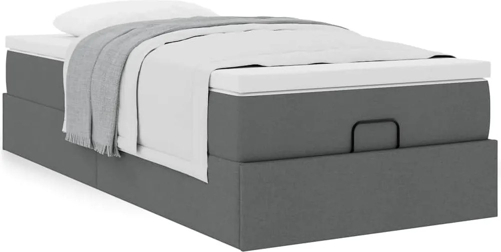 Osmanský rám postele s matrací tmavě šedá 80x200cm textil 3311065