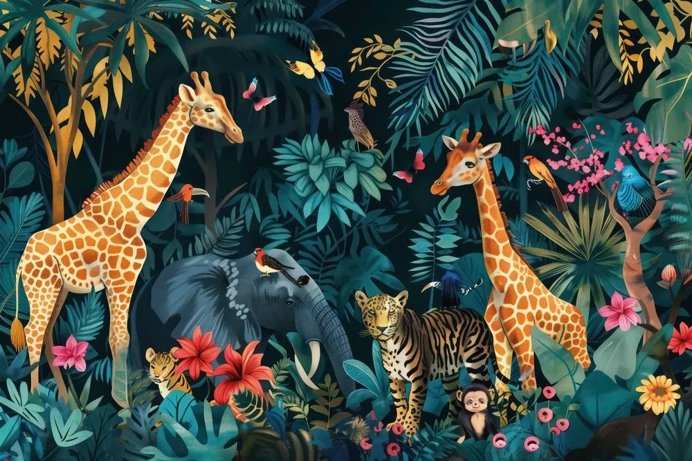 Samolepící tapeta zvířata z džungle
