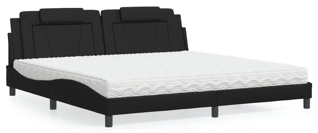 Postel Viana s matrací černá 200 x 200 cm umělá kůže 3208817