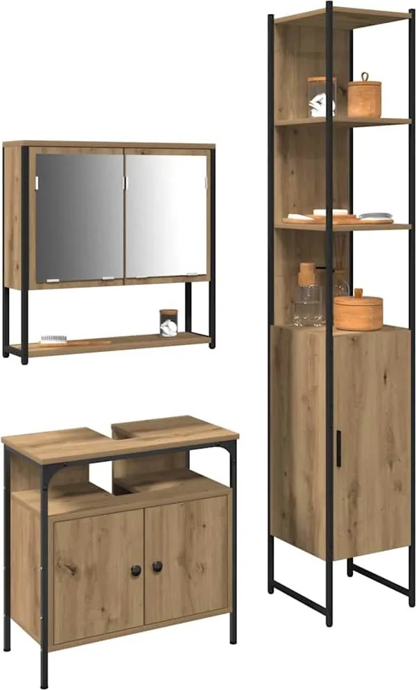 Sada koupelnového nábytku 3 ks Artisanový dub 3334371