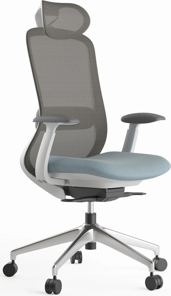 MERCURY Ergonomická kancelářská židle UNO - šedá síťovina / modrá látka