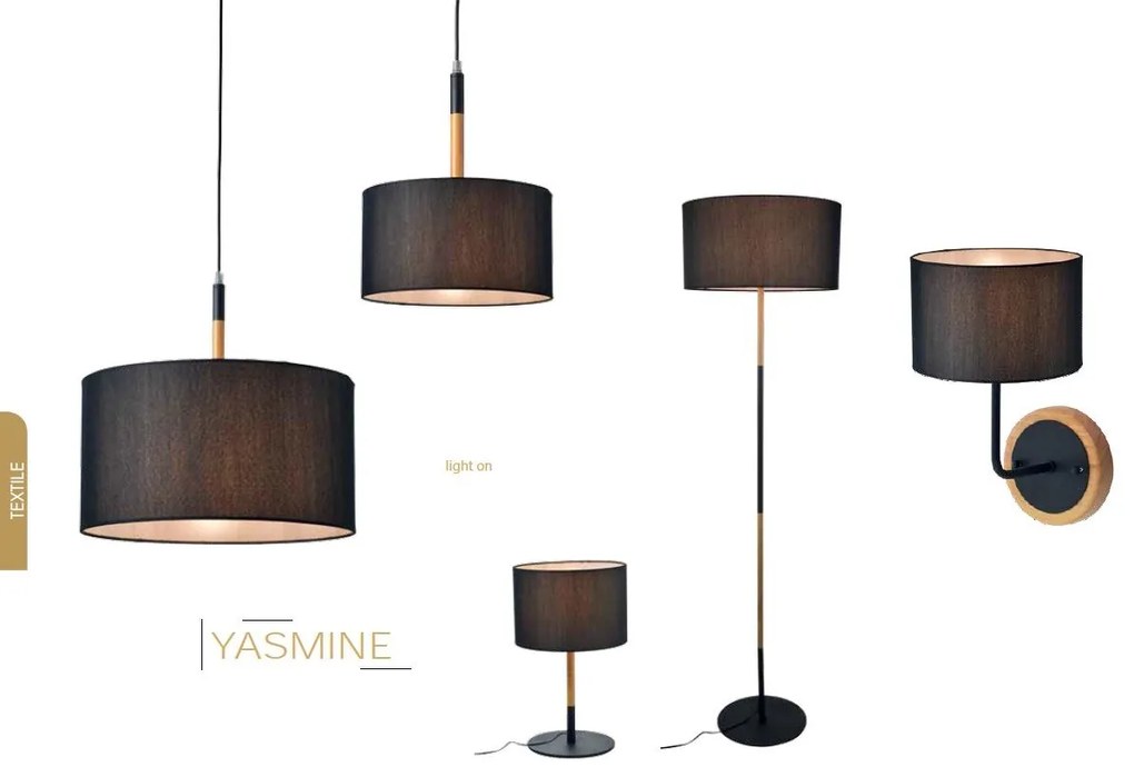 ACA DECOR Stolní lampa YASMINE max. 60W/E27/230V/IP20, černá, průměr 250mm