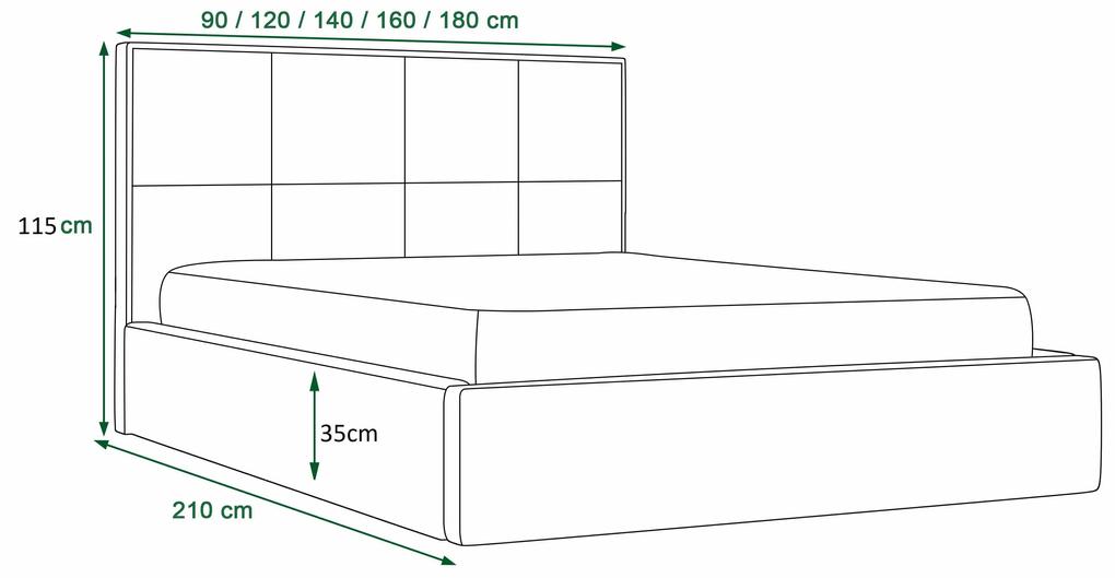 Manželská postel 140 cm Gino (tmavě zelená) (s roštem a úložným prostorem). 1046924