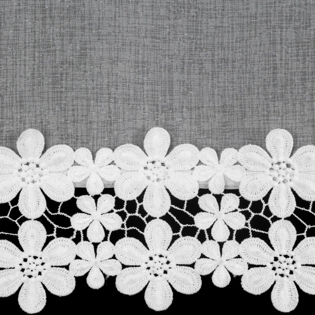 ZÁCLONA NA KROUŽCÍCH KAJE 350X145 CM CM BÍLÁ