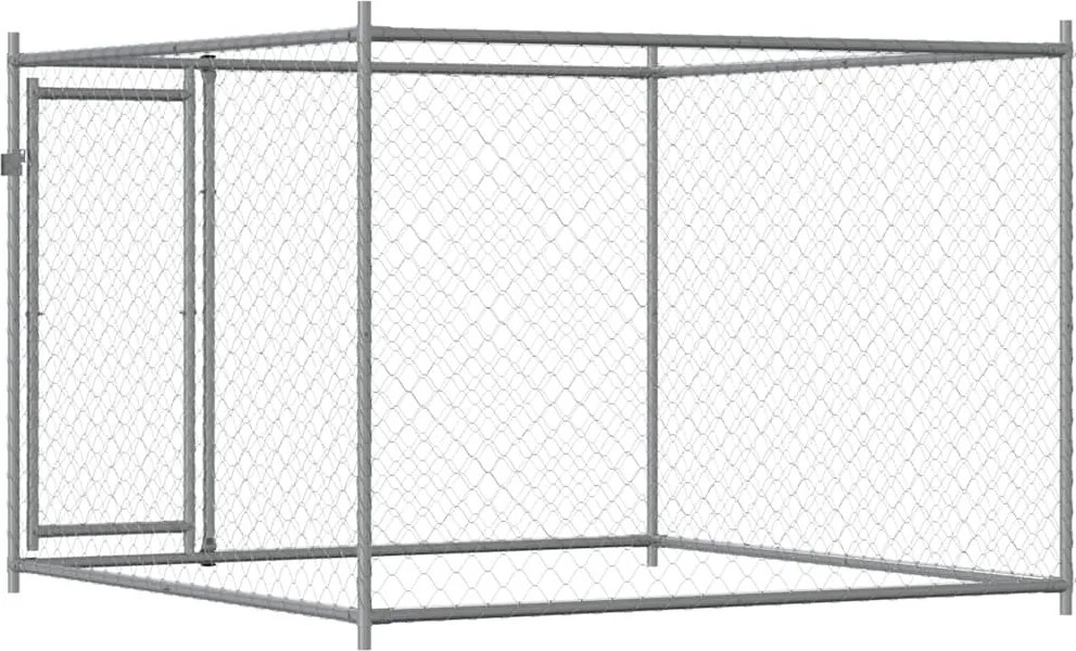 Klec pro psy s dvířky šedá 2 x 2 x 1,5 m pozinkovaná ocel 172562
