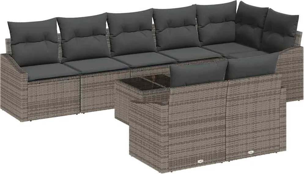 Set pohovek 9 ks Šedá polyratan 3346779