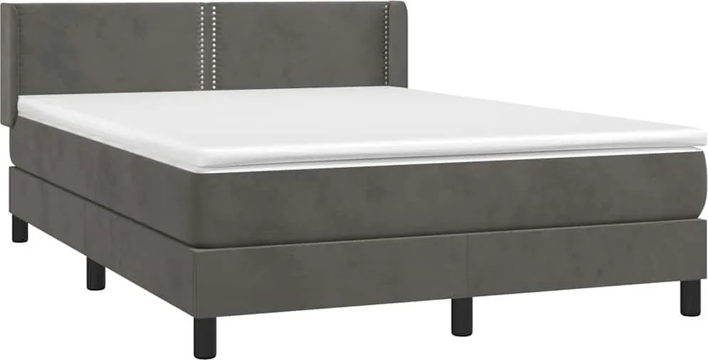 Box spring postel s matrací tmavě šedý 140 x 190 cm samet 3130896
