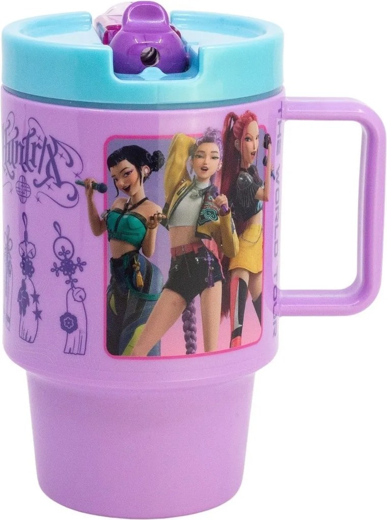 Plastový hrnek s víčkem a pítkem KPop Demon Hunters - HUNTR/X - 530 ml