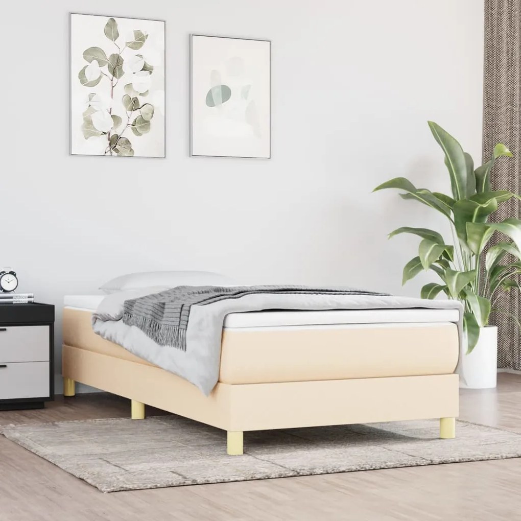 Rám postele s boxspringem krémově 80x200 cm textil 3120571