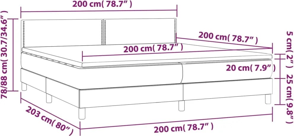 Box spring postel s matrací světle šedá 200 x 200 cm textil 3140001